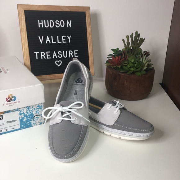 Clarks | Shoes | Clarks Cloudstepper Boat Shoes Gray Step Mari Sand 95 ...